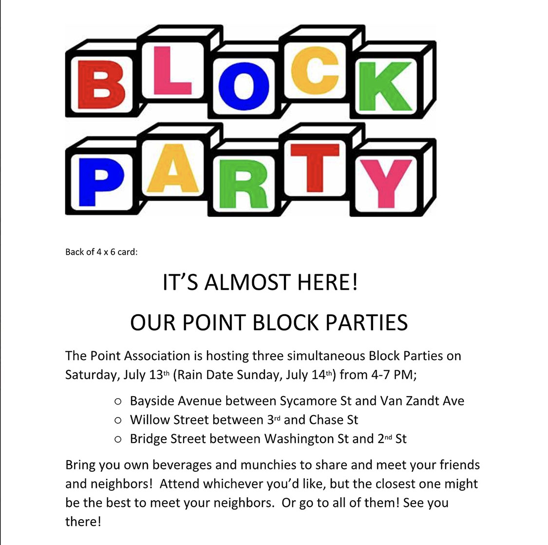 Point Block Parties – The Point Association of Newport RI